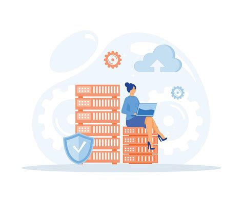 Cloud Computing Concept Data Center File Management Cloud Storage Flat Vector Modern