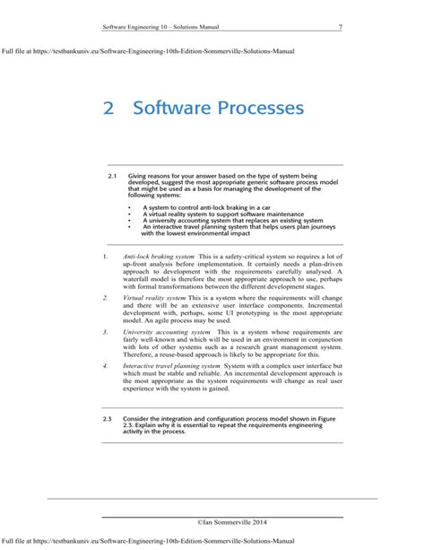 Software Engineering 10 Solutions Manual