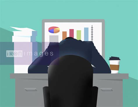 Stock Illustration Of Overworked Man Slumped Over Desk Ikon Images