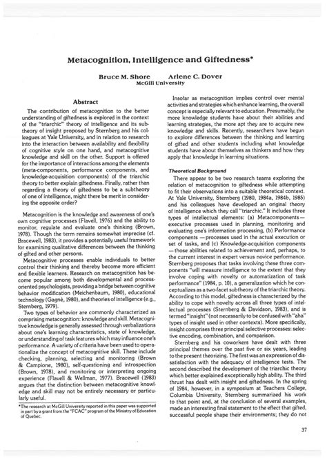 pdf metacognition intelligence and tedness