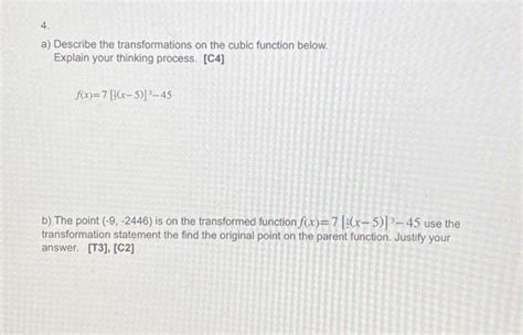 Solved A Describe The Transformations On The Cubic Function