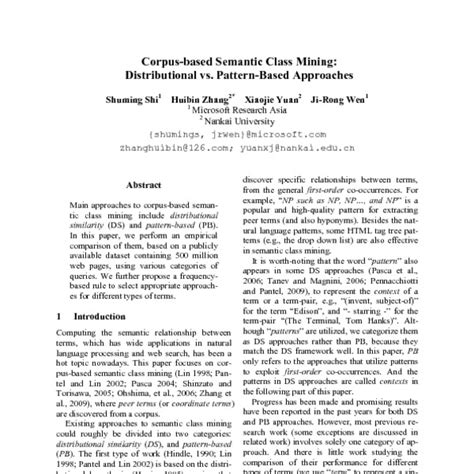 Corpus Based Semantic Class Mining Distributional Vs Pattern Based