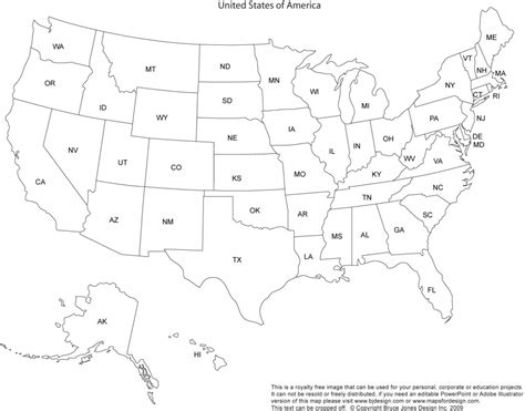 Printable Map Usa Blank