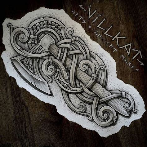 Norse Viking Axe Tattoo Designs Realistic Portrait Tattoos