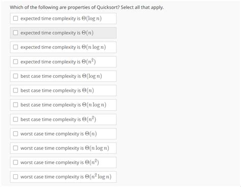 Solved Which Of The Following Are Properties Of Quicksort