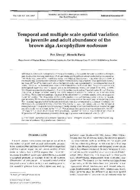 Pdf Temporal And Multiple Scale Spatial Variation In Juvenile And