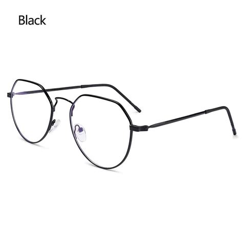 Men Women Eye Protection Round Frame Metal Eyeglasses Computer Goggles