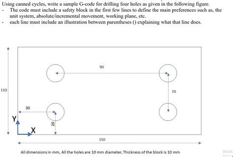 Solved Using Canned Cycles Write A Sample G Code For