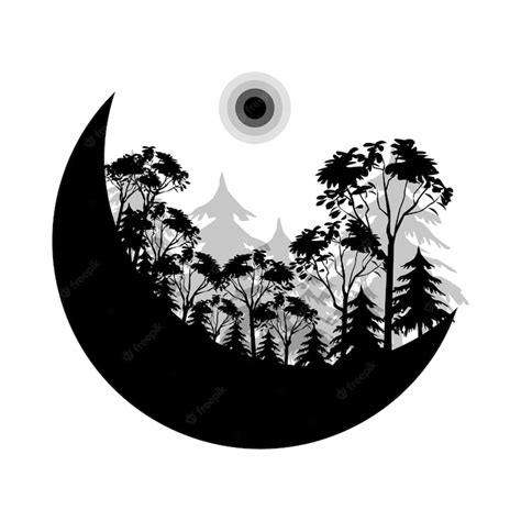 Premium Vector Silhouette Moon Forest Flat Design