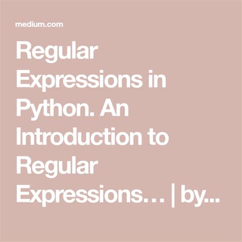Regular Expressions In Python Regular Expression Python Expressions