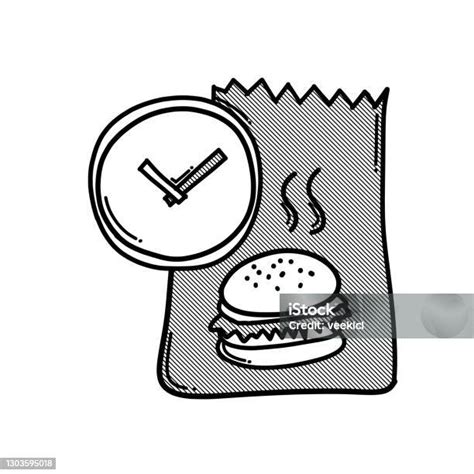 음식 가방 시간 낙서 벡터 아이콘 그리기 스케치 일러스트레이션 손 그린 선 Eps10 가방에 대한 스톡 벡터 아트 및 기타 이미지 가방 그리기 낙서 드로잉 Istock