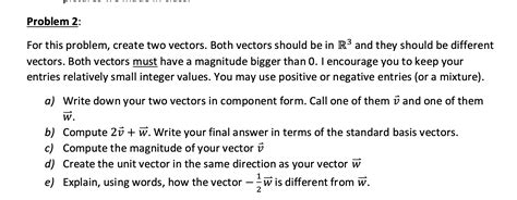 Solved Problem For This Problem Create Two Vectors Both Chegg