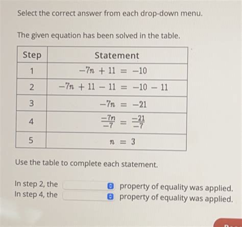 solved select the correct answer from each drop down menu the given