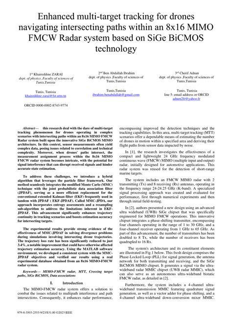Pdf Enhanced Multi Target Tracking For Drones Navigating Intersecting