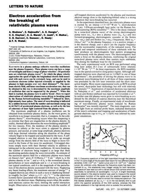 Pdf Electron Acceleration From The Breaking Of Relativistic Plasma Waves