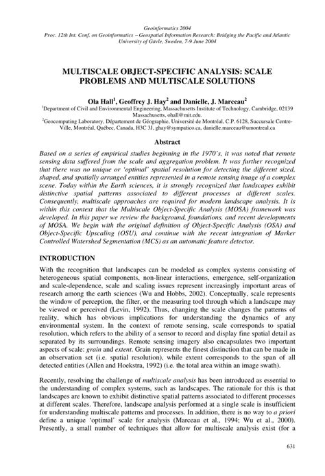Pdf Multiscale Object Specific Analysis Scale Problems And