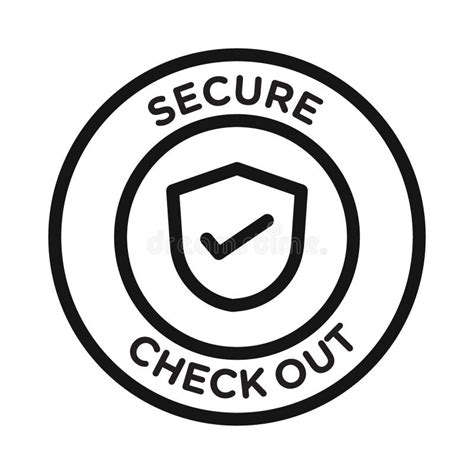 Secure Checkout Icon Black Line Art Vector Stock Illustration
