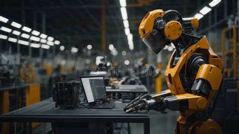 Industrial Robot Works Automatically In Smart Autonomous Factory