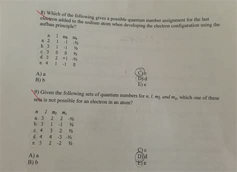 Solved Which Of The Following Gives A Possible Quantum
