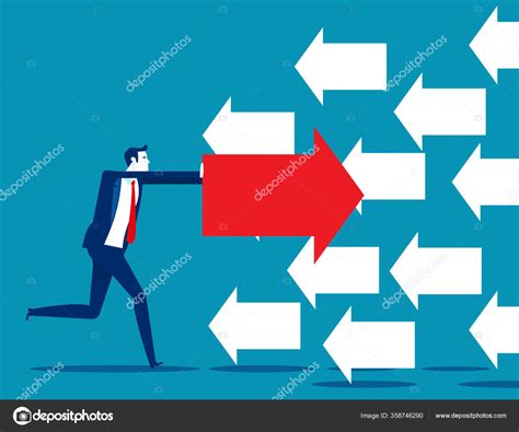 Businessman Pushing Arrow Directions Stock Vector By Zentro
