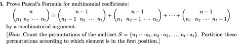 Solved M 6 Prove Pascals Formula For Multinomial