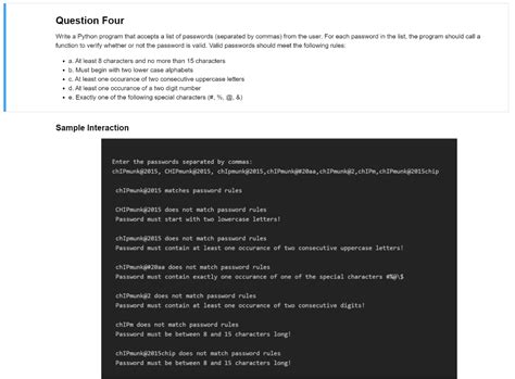 Solved Question Four Write A Python Program That Accepts A