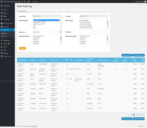 WooCommeerce Sales Order Audit Log Woocommerce Order Audit Log Woocommerce Audit Log Audit Log