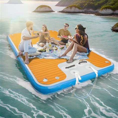 Toriexon Inflatable Floating Dock Platform 8 X 5 Ft Heavy Duty Thickened Floating
