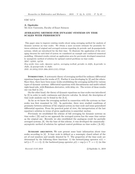 Pdf Averaging Method For Dynamic Systems On Time Scales With Periodicity
