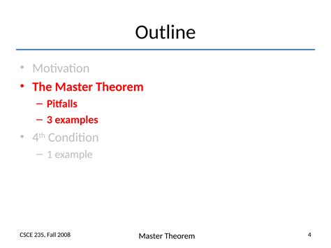 Master Theorem Related To The Algorithm Analysis Course Ppt Computer Software And