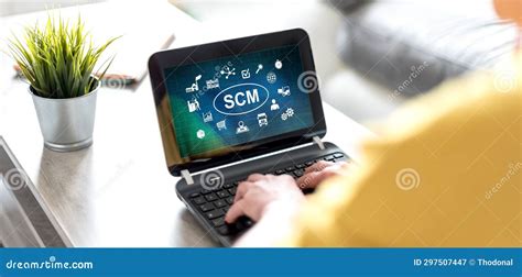 Scm Concept On A Laptop Screen Stock Image Image Of Industry Purchasing 297507447