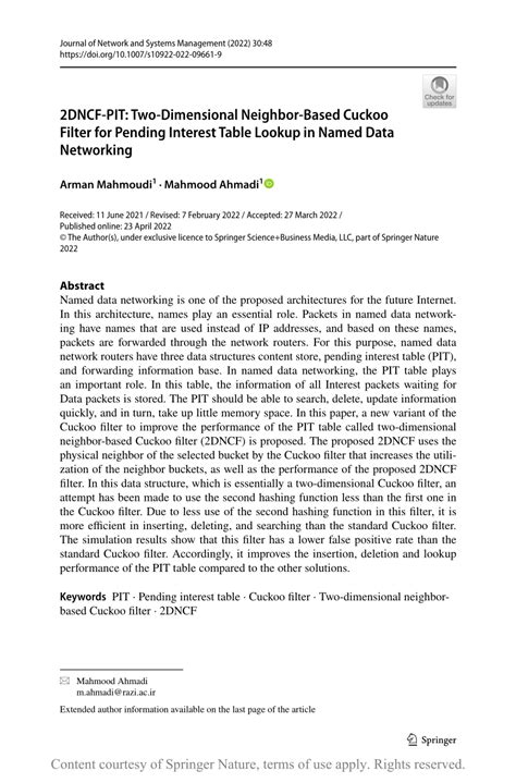 2dncf Pit Two Dimensional Neighbor Based Cuckoo Filter For Pending