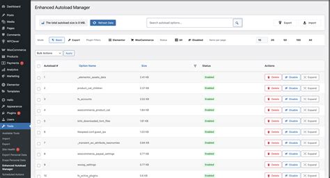 Enhanced Autoload Manager Wordpress Plugin