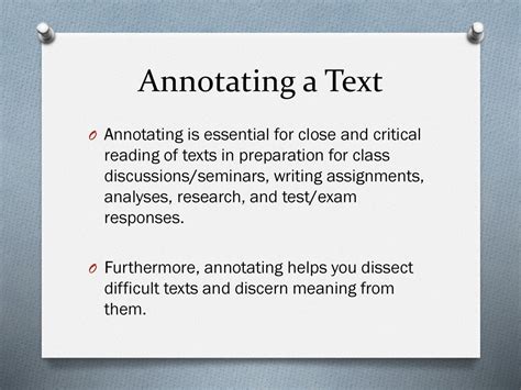 annotating a text annotating is essential for close and critical