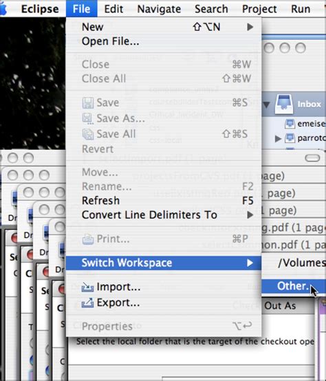 Eclipse Cvs For Beginners How To Switch Workspaces Thedesignspace