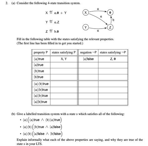 solved 2 a consider the following 4 state transition