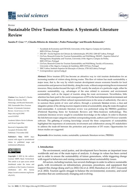 Pdf Sustainable Drive Tourism Routes A Systematic Literature Review