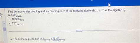 find the numeral preceding and succeeding each of the following
