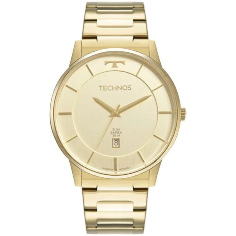 Relógio Technos Masculino Slim Dourado Joy