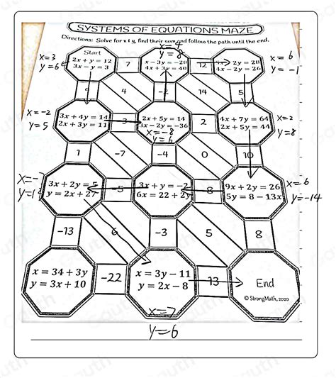 Solved Systems Of Equations Maze [math]