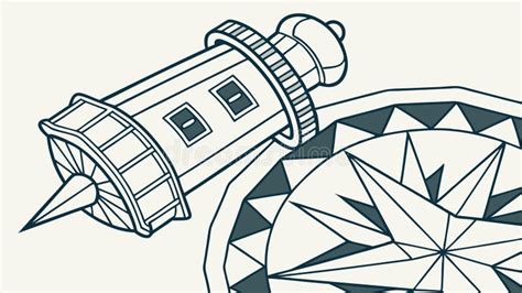 Nautical Lighthouse With Compass Rose Ocean Navigation Vector Design Generative Ai Stock