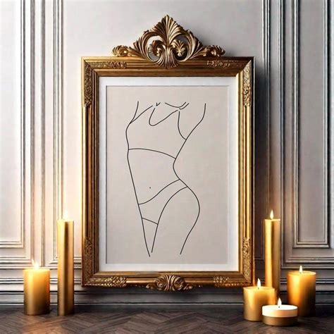 Woman Art Erotic Nudity Art Body Line Drawing Print Naked Woman Silhouette Body Line Art