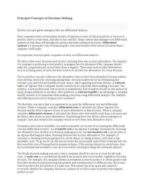 Differential Analysis Pdf Cost Decision Making