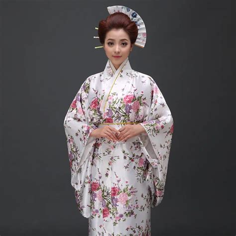 Womens Japanese Kimono Traditional Costume Female Yukata With Bowknot