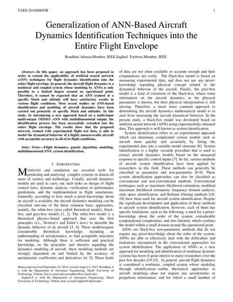 Pdf Generalization Of Ann Based Aircraft Dynamics Identification Techniques Into The Entire
