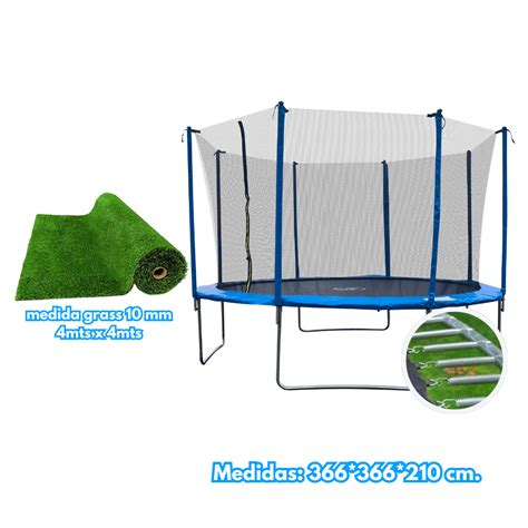 Trampolín Azul 366 Cm Grass Sintético Grupotoys