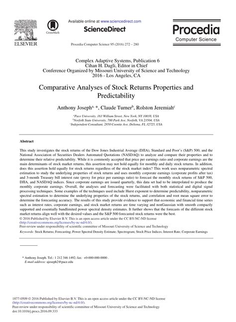 Pdf Comparative Analyses Of Stock Returns Properties And Predictability