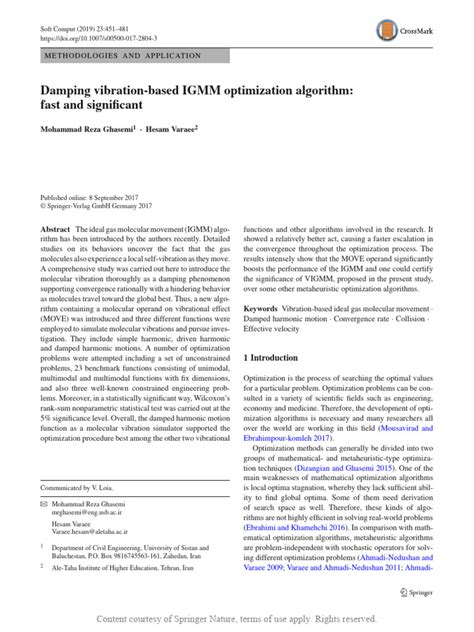 Damping Vibration Based Igmm Optimization Algorith Pdf