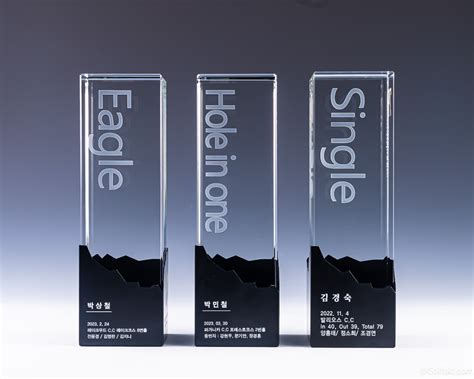 Sk91 싱글트로피 골프 싱글패 트로피 기념패 크리스탈 제작