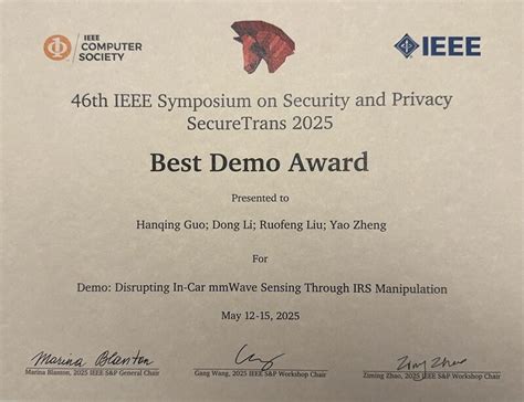🎉 Honored To Share That We Received The Best Demo Award At The 46th Ieee Symposium On Security